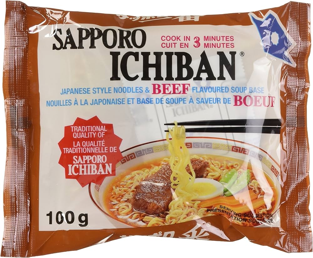 Sapporo Ichiban, Japanese Style Noodles With Soup Base, 100g, Beef, 1 ...